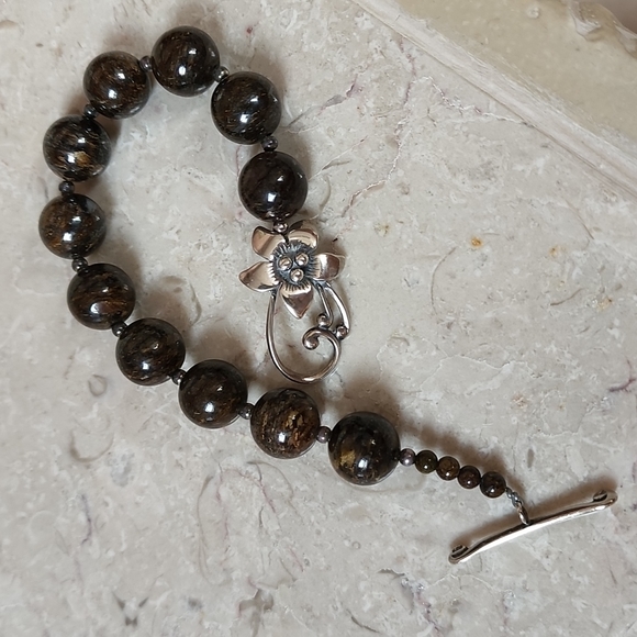 Silpada | Jewelry | Silpada Bronzite Flower Toggle Bracelet | Poshmark